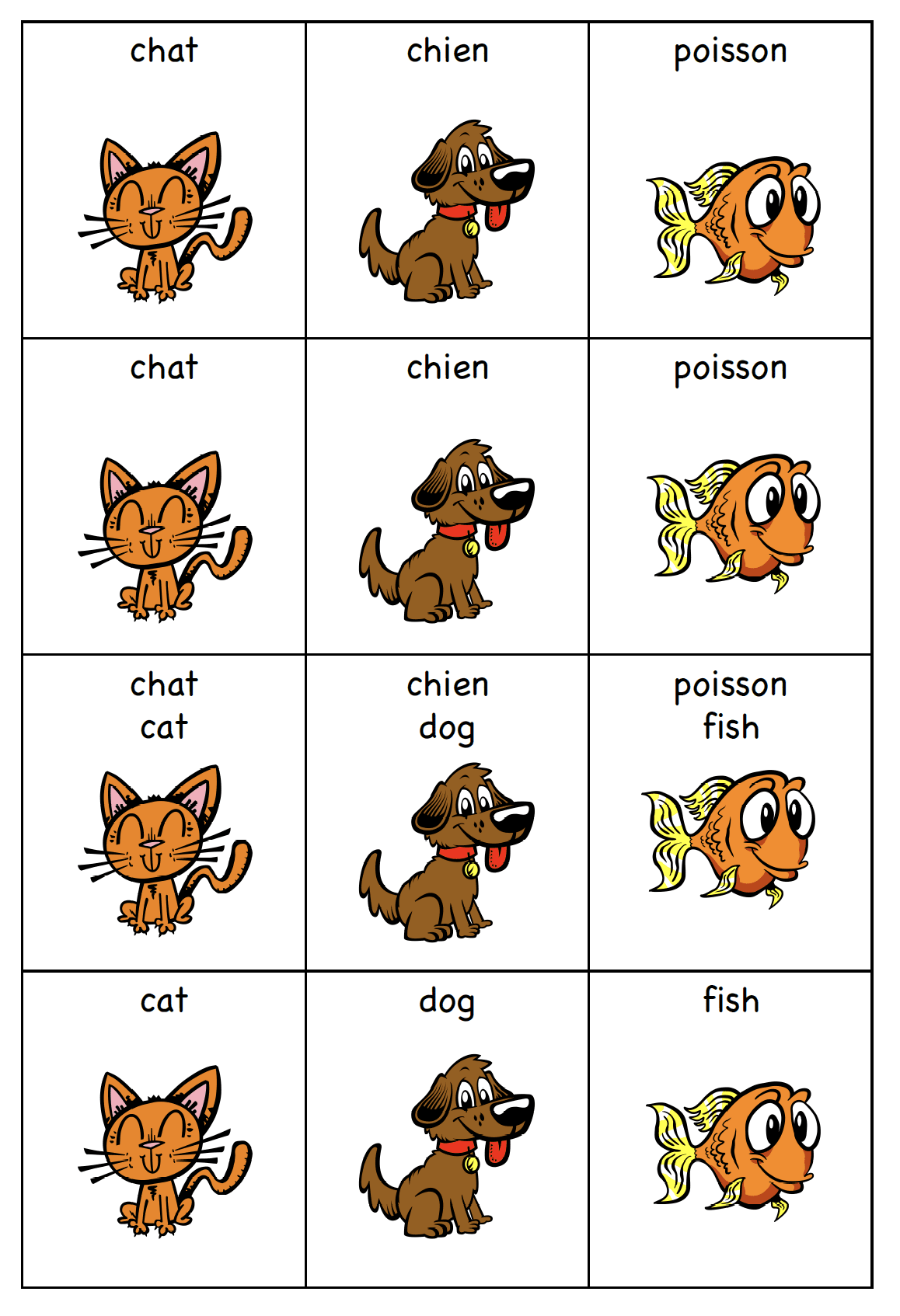 French Animals Flash Cards - Complete Set - Language Teacher Resources