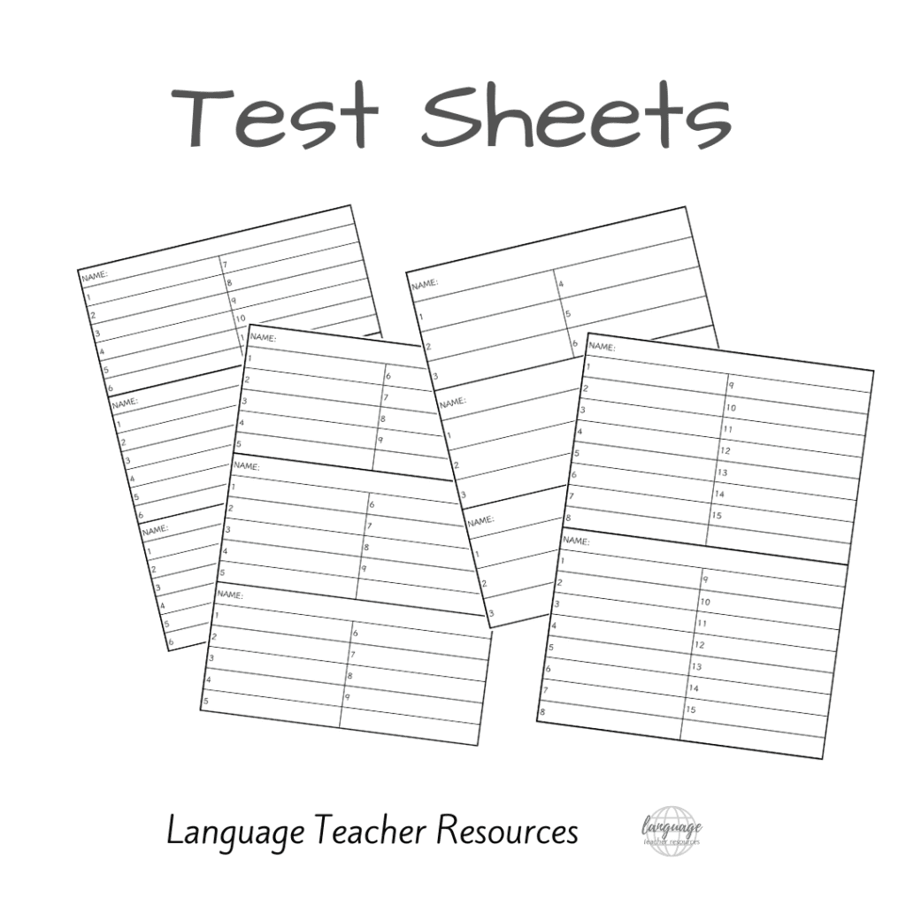 Test Sheets - Language Teacher Resources