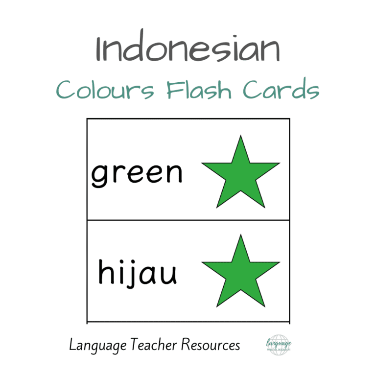 Indonesian Colours Flash Cards - Complete Set - Language Teacher Resources