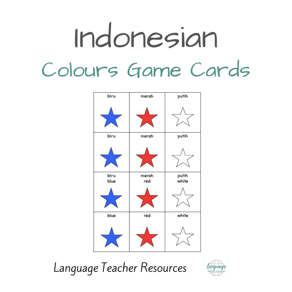 Indonesian Colours Game Cards - Complete Set - Language Teacher Resources