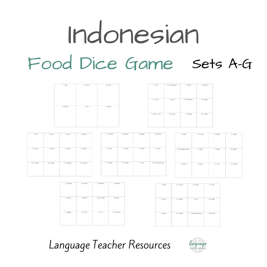 Indonesian Food Dice Game Complete Set Language Teacher Resources