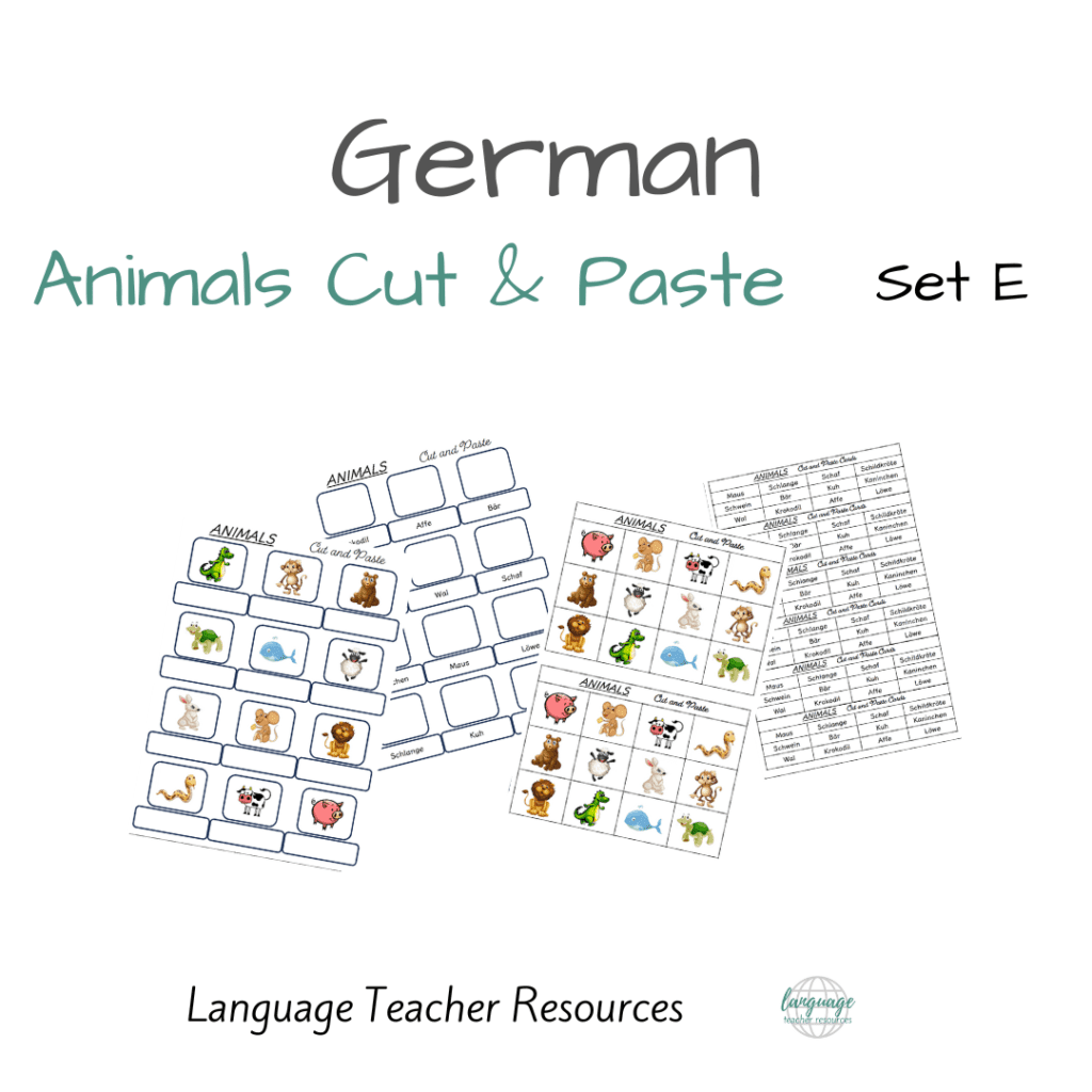 German Animals Cut and Paste Set E - Language Teacher Resources