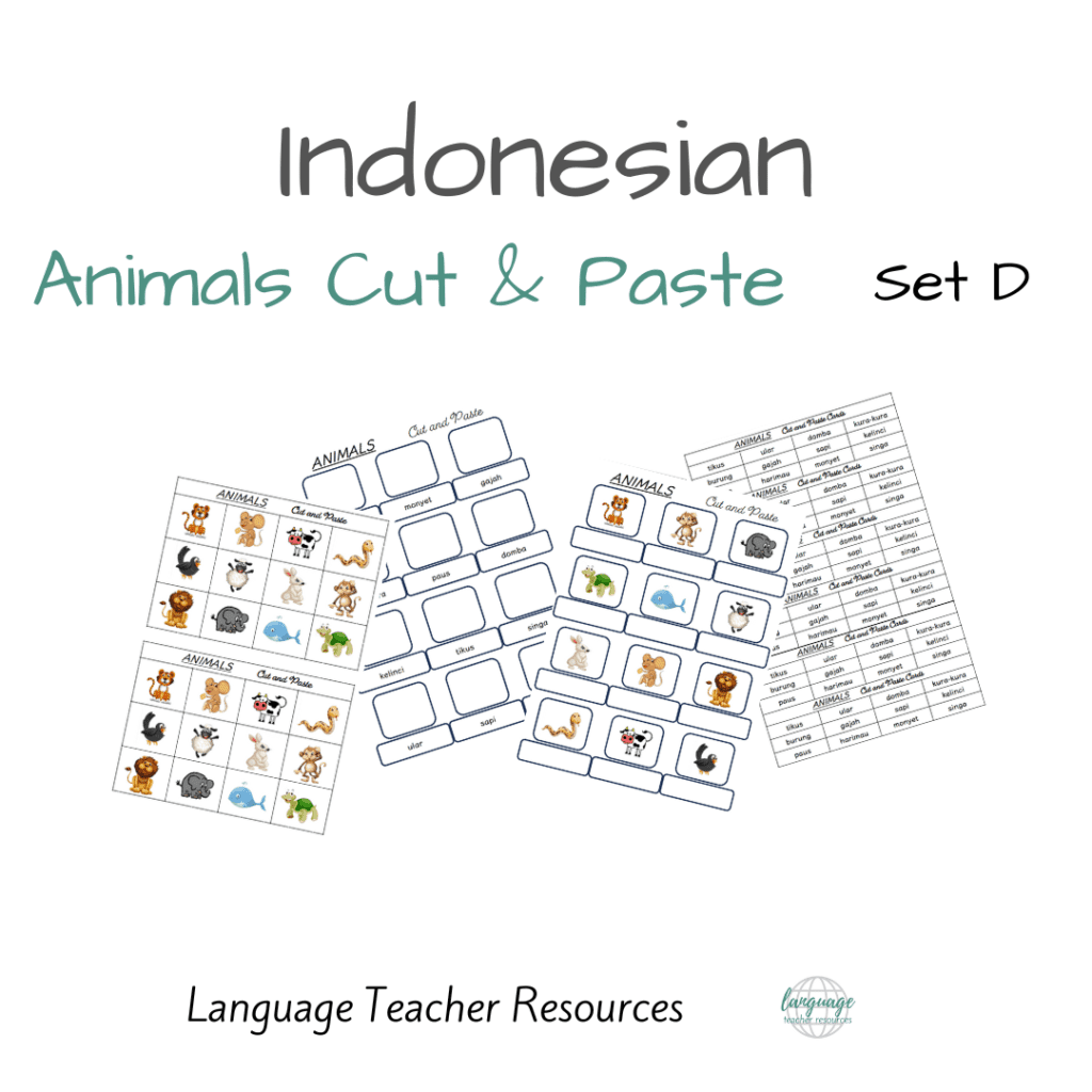 Indonesian Animals Cut and Paste Complete Set - Language Teacher Resources