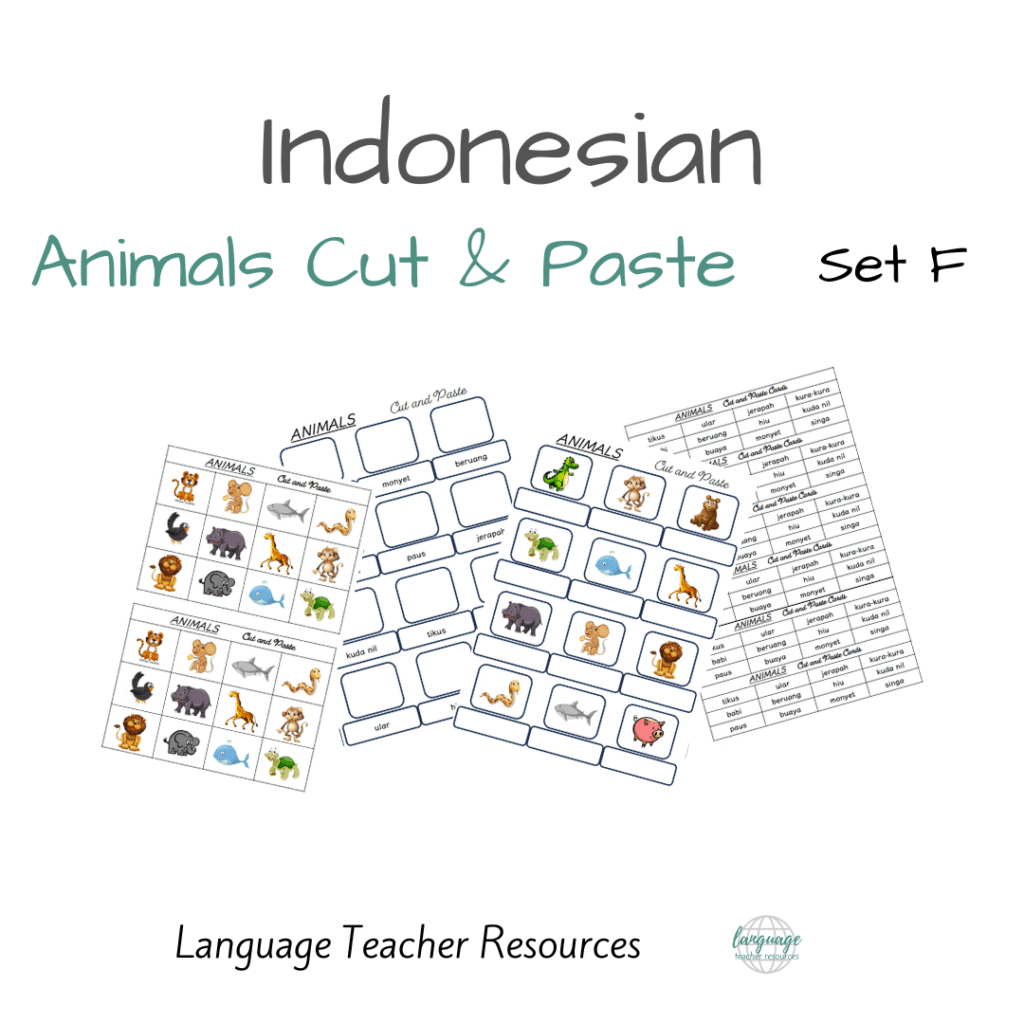 Indonesian Animals Cut and Paste Set F - Language Teacher Resources
