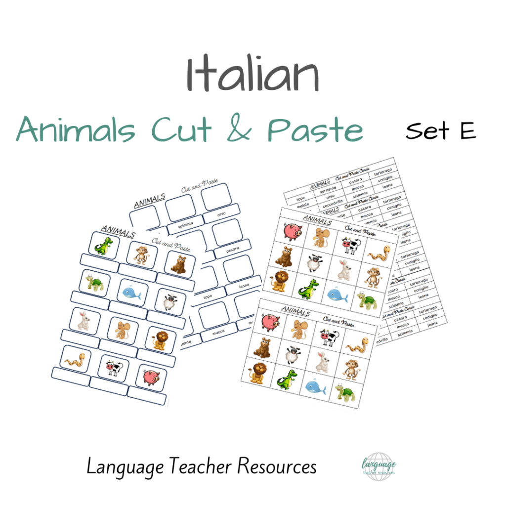 Italian Animals Cut and Paste Set E - Language Teacher Resources
