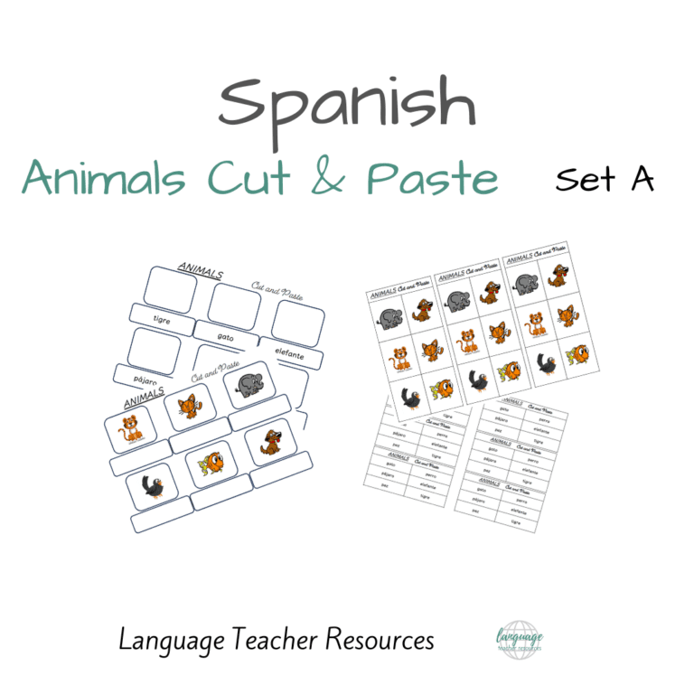 Spanish Animals Cut and Paste Set A - Language Teacher Resources