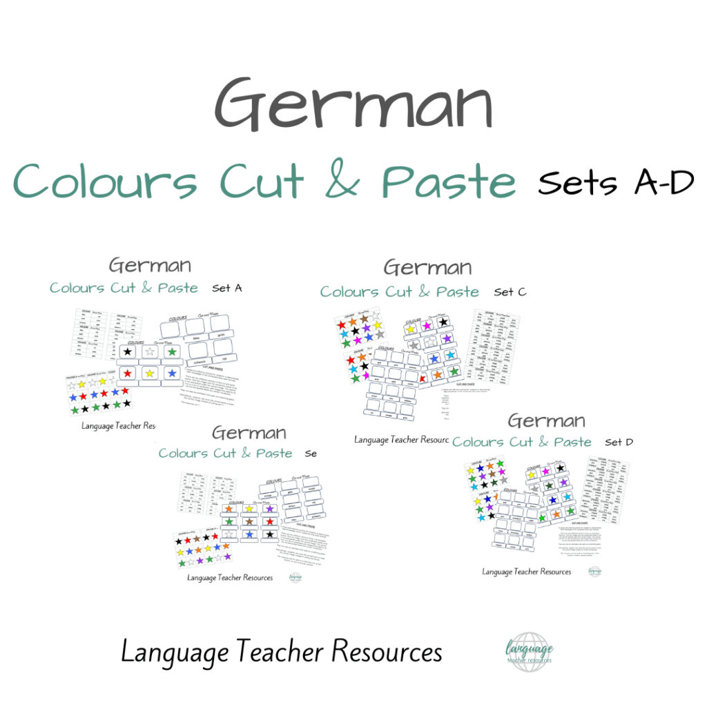 German Colours Cut and Paste - Sets A-D - Language Teacher Resources