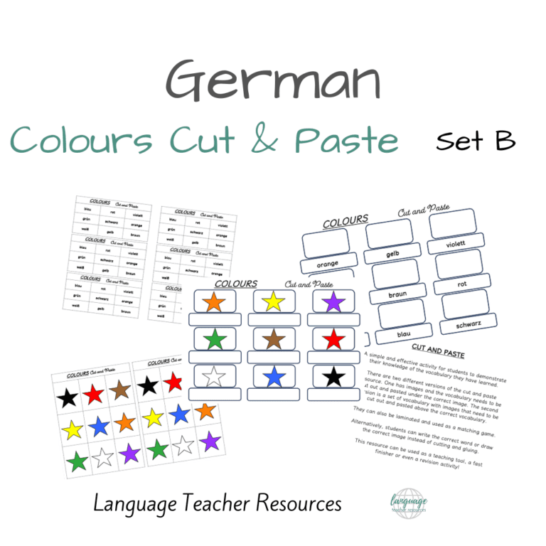 German Colours Cut and Paste Set B - Language Teacher Resources