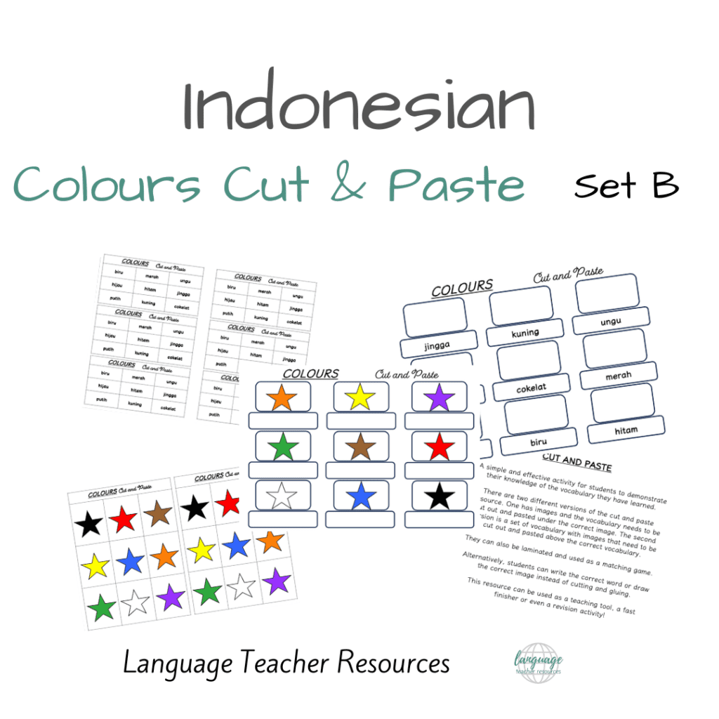 Indonesian Colours Cut and Paste Set B - Language Teacher Resources