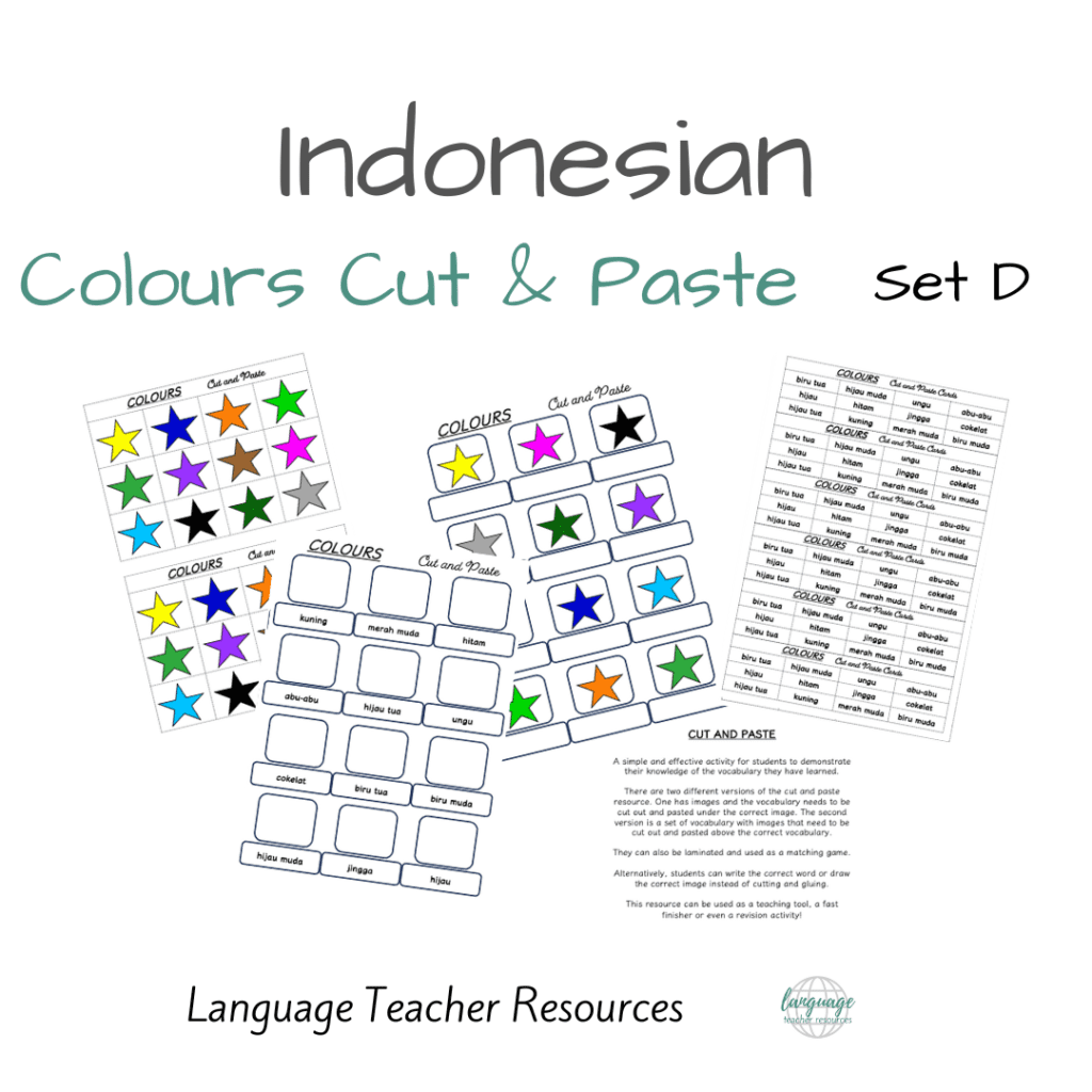 Indonesian Colours Cut and Paste Set D - Language Teacher Resources