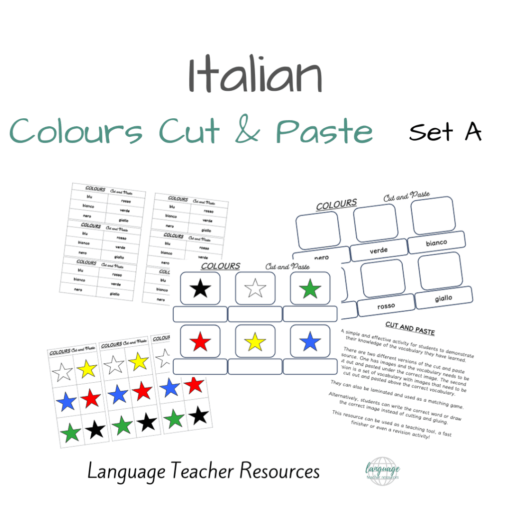 Italian Colours Cut and Paste Set A - Language Teacher Resources