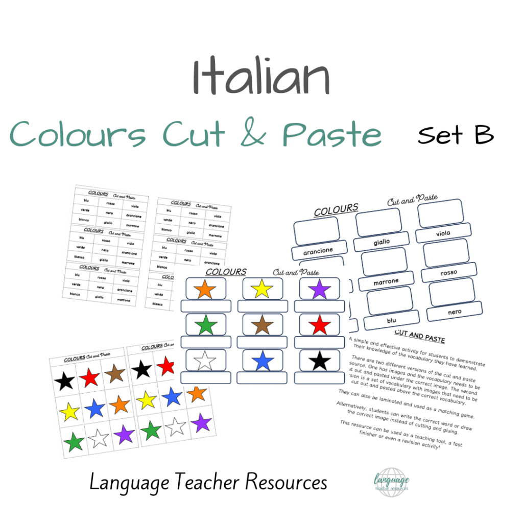 Italian Colours Cut and Paste Set B - Language Teacher Resources